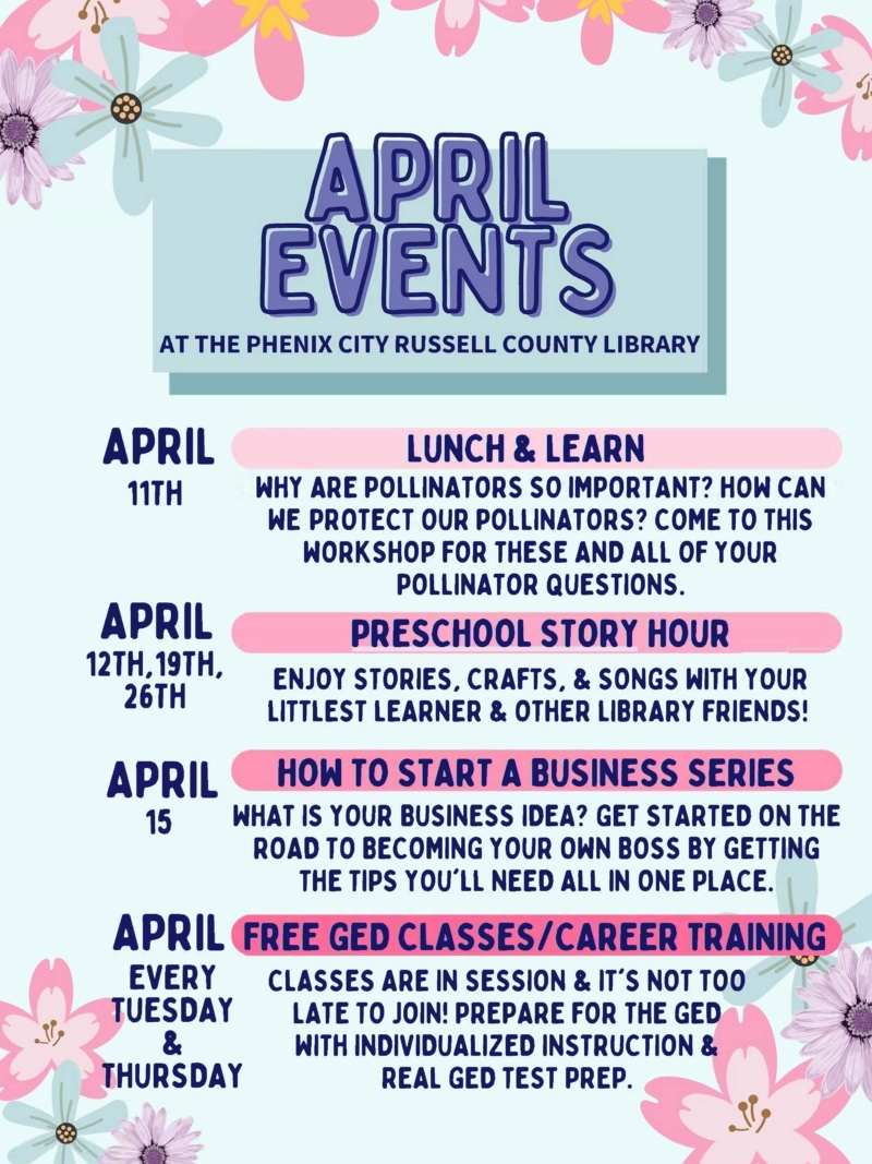 April Events – Phenix City-Russell County Library